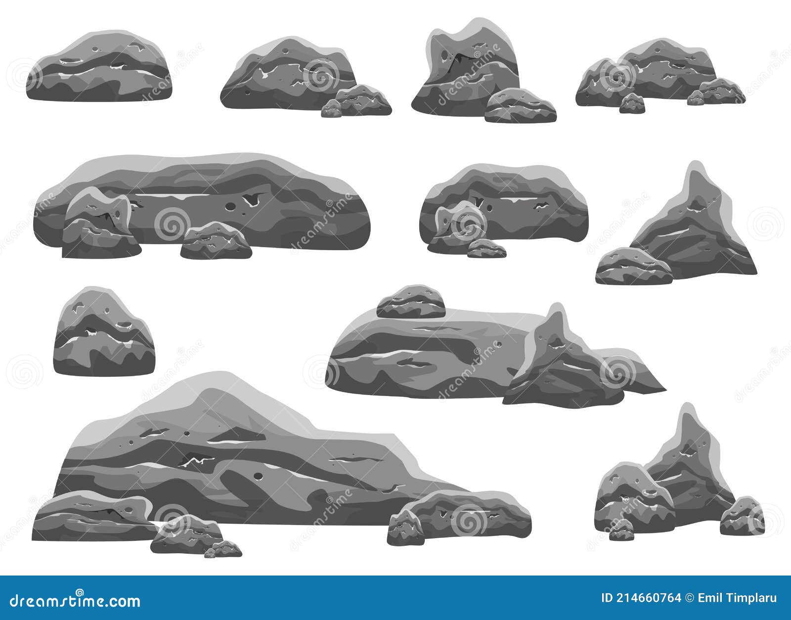 Boulder Stones Vector Design Illustration Isolated on White Background ...