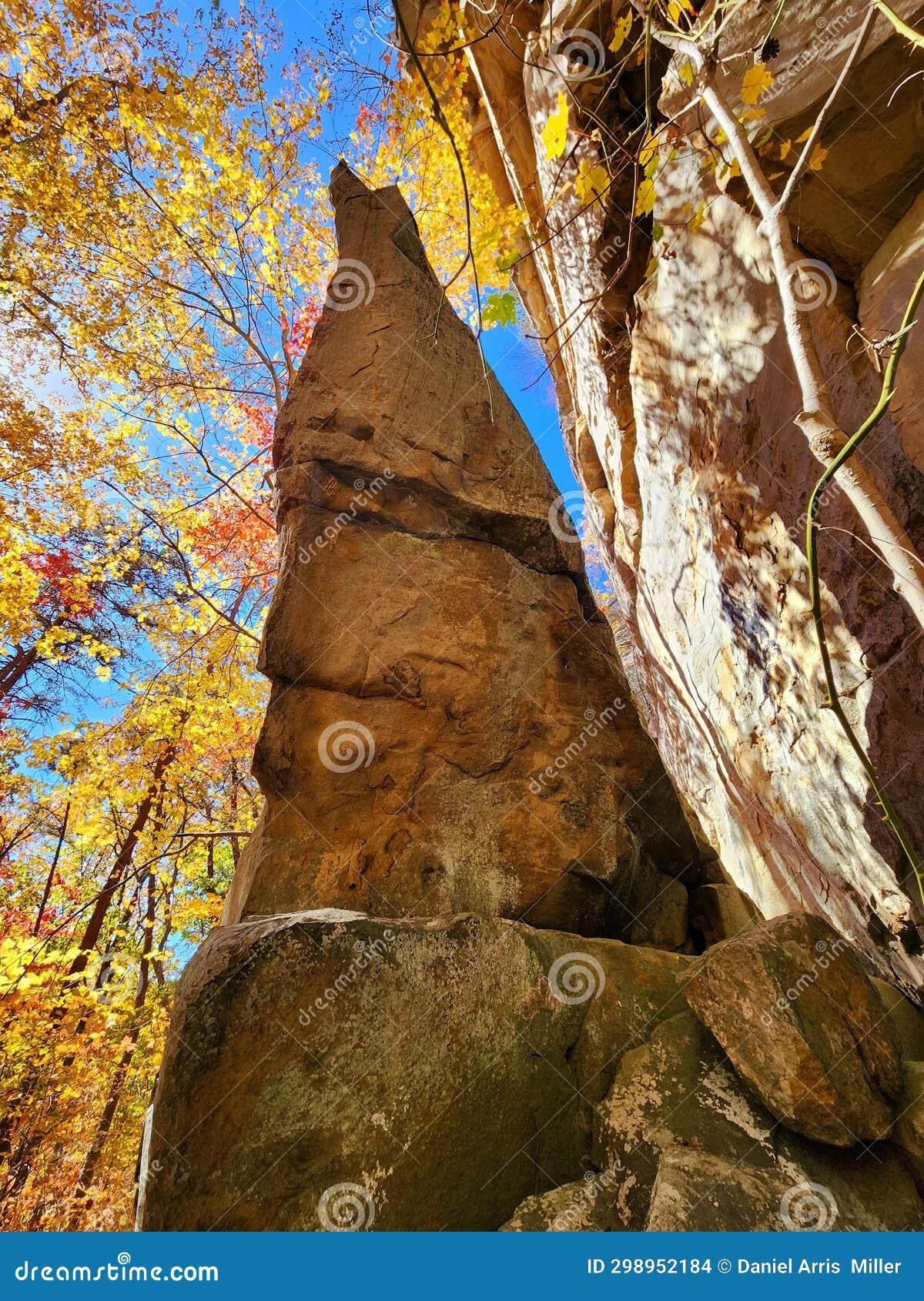 Boulder Tower Fall Autumn Nature Art Hiking Abstract Stock Photo ...