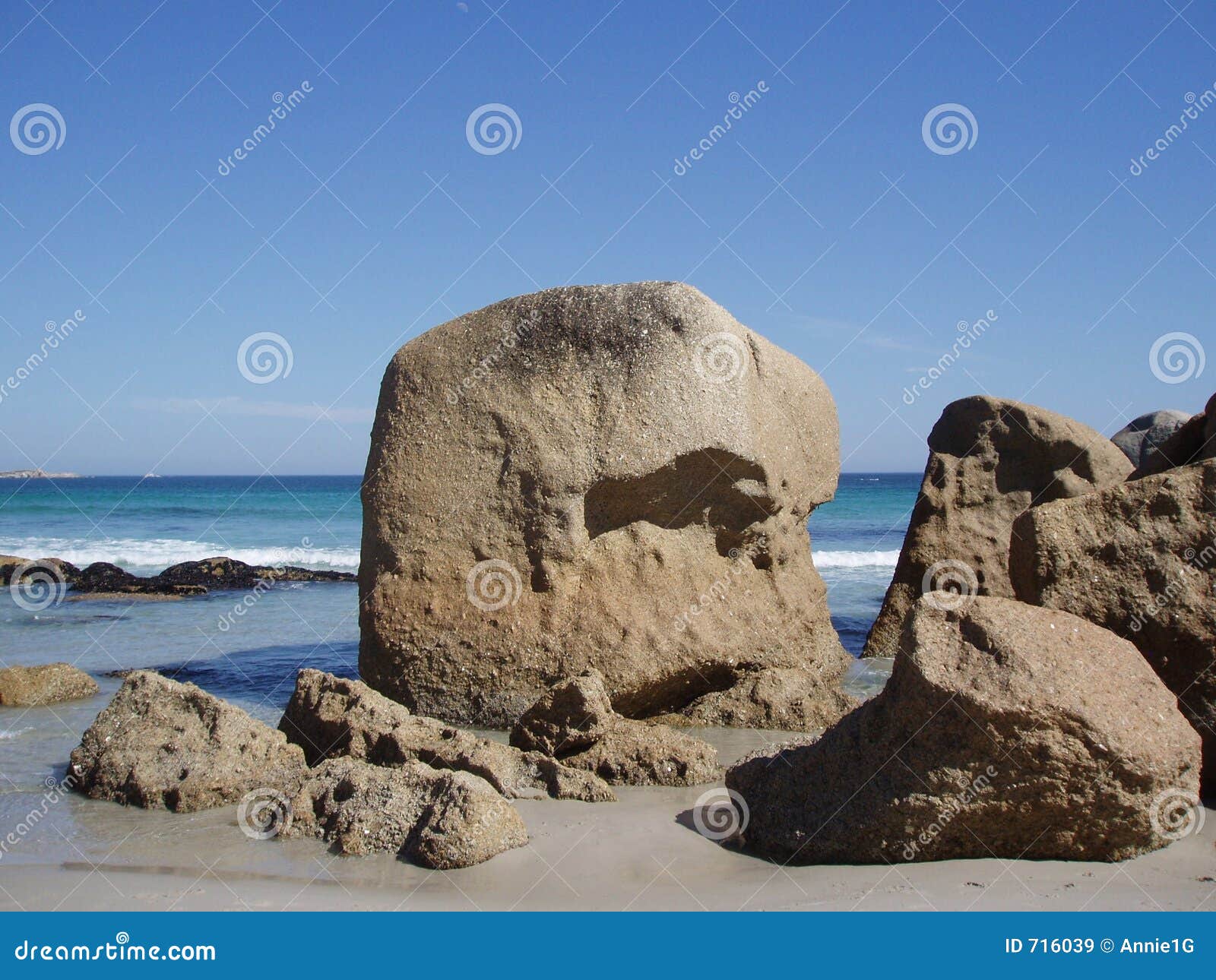Boulders on Beach stock image. Image of leisure, blue, boulders - 716039