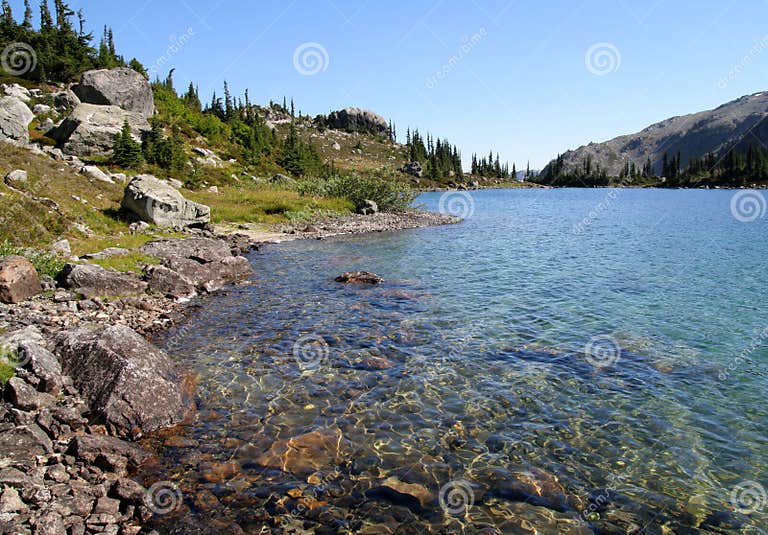 Boulders on Shore of Ring Lake Stock Image - Image of summer, canada ...