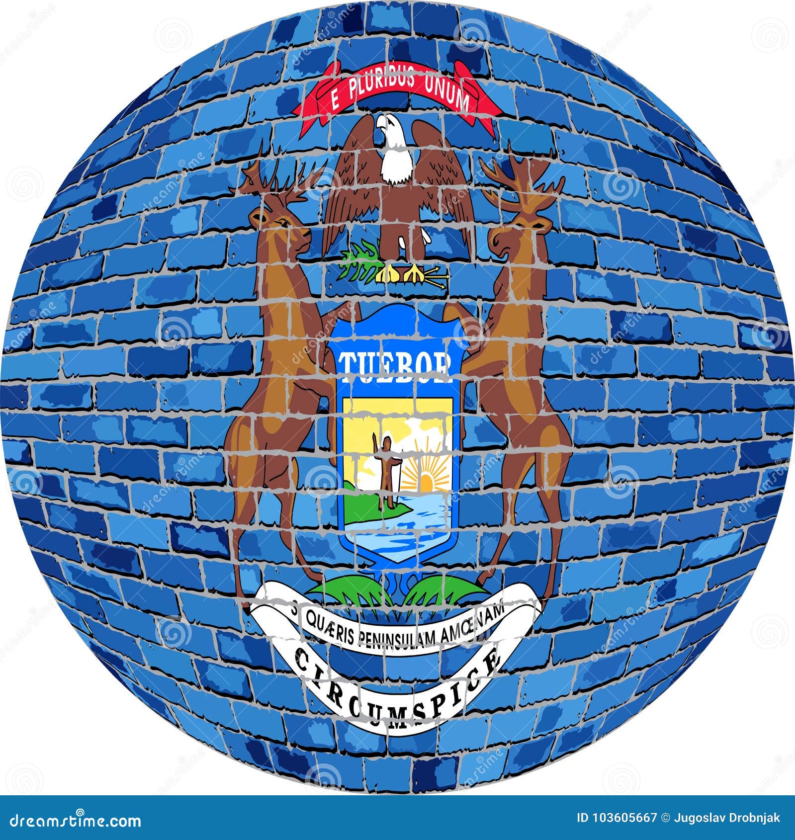 Boule Avec Le Drapeau Du Michigan - Illustration Illustration de ...