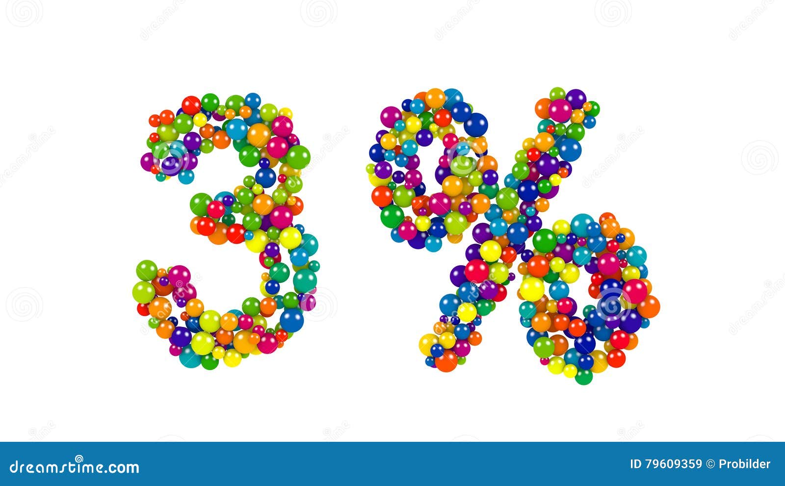 Boules De Ballon Formant Le Symbole De Trois Pour Cent Illustration ...