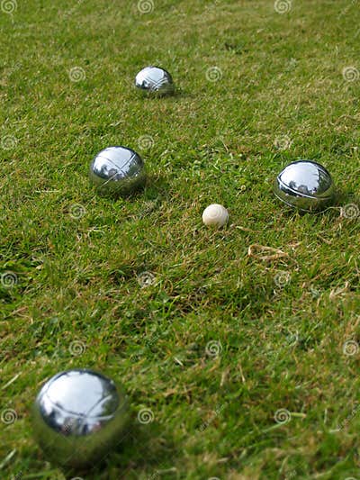 Boules on the lawn stock photo. Image of ball, reflection - 4608630