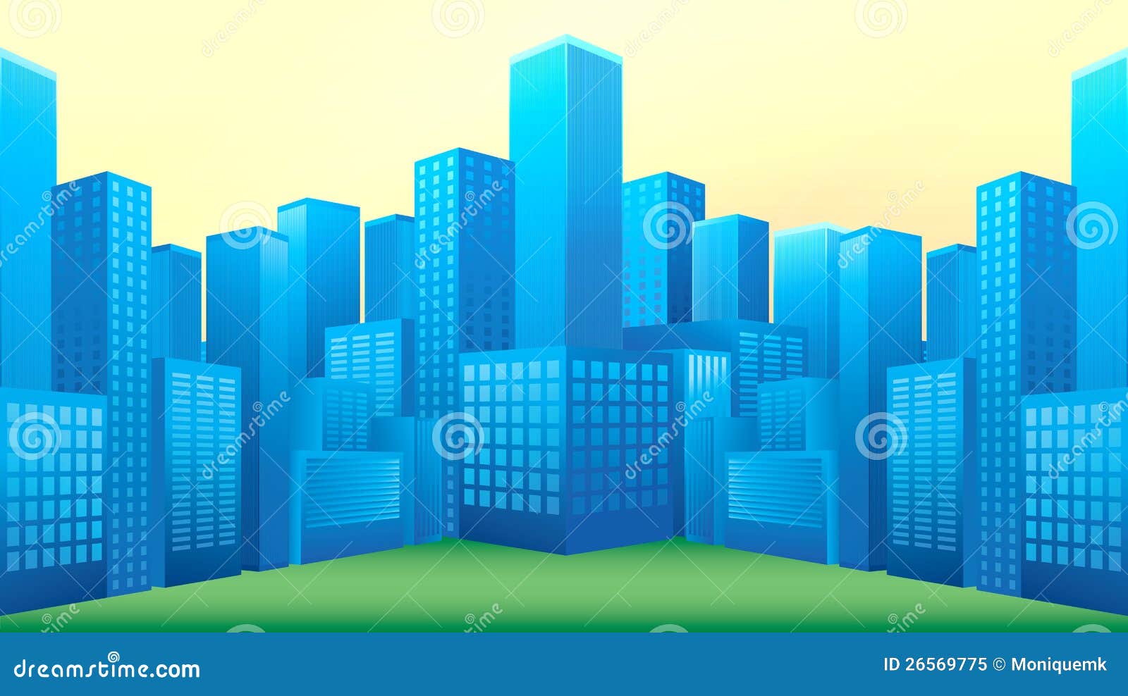 Boulevard with Blue Building Vector Format Stock Vector - Illustration ...