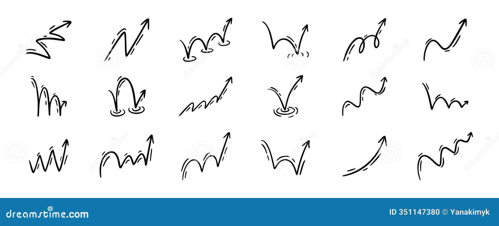 Bounce Effect Arrows Doodle Set. Manga And Comic Stile Arrow Design ...