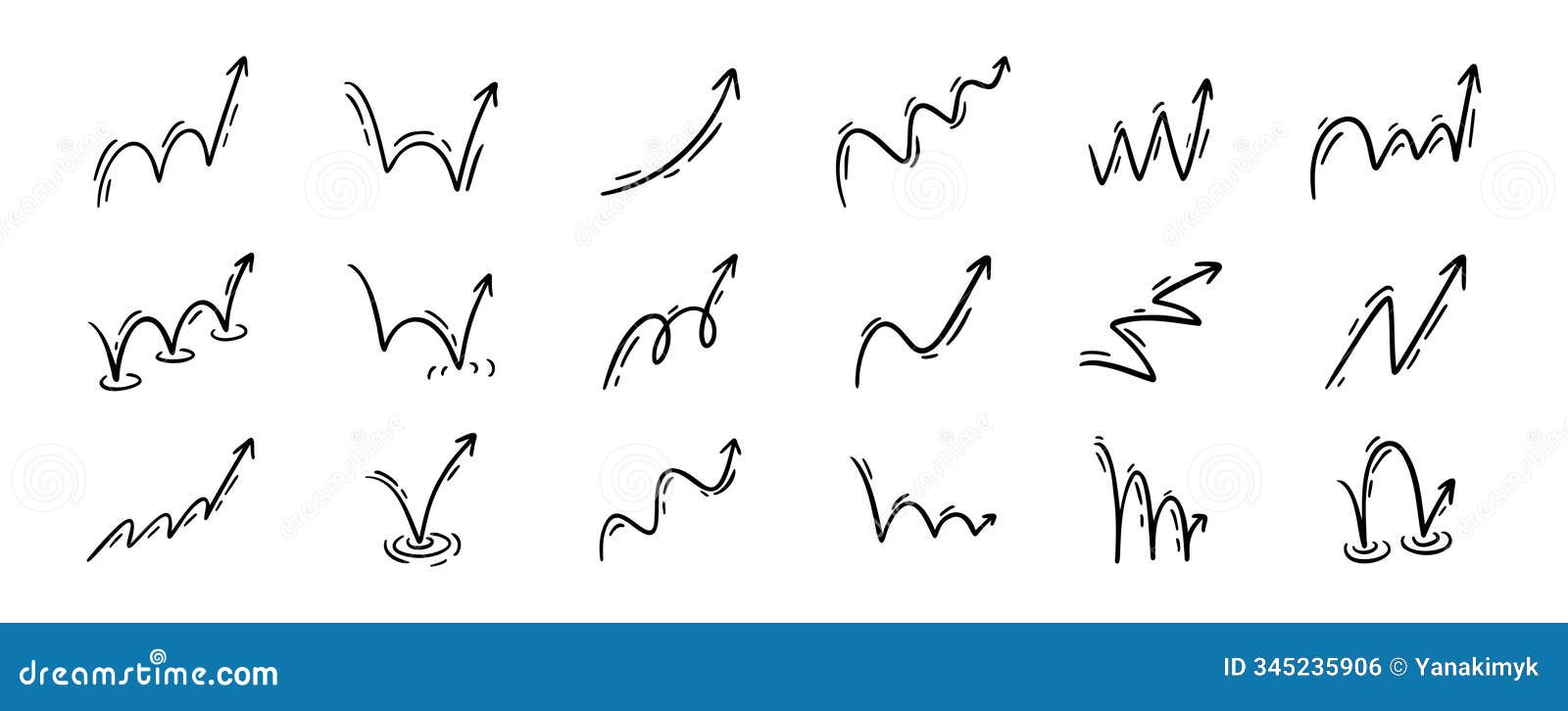 Bounce Effect Arrows Doodle Set. Manga And Comic Stile Arrow Design ...
