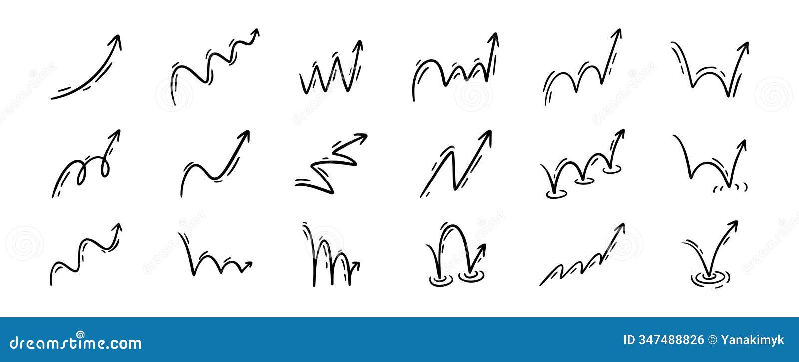 Bounce Effect Arrows Doodle Set. Manga And Comic Stile Arrow Design ...