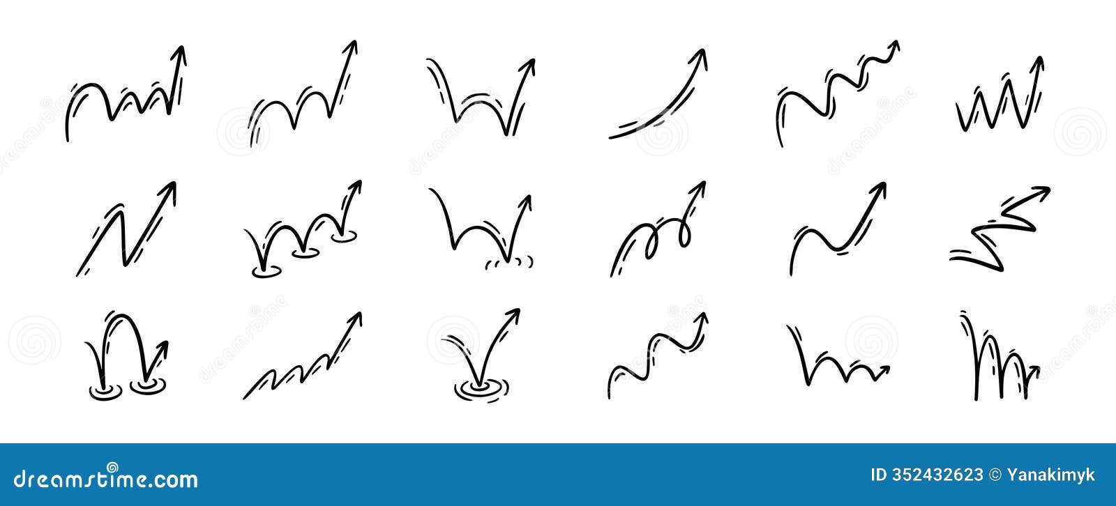 Bounce Effect Arrows Doodle Set. Manga And Comic Stile Arrow Design ...