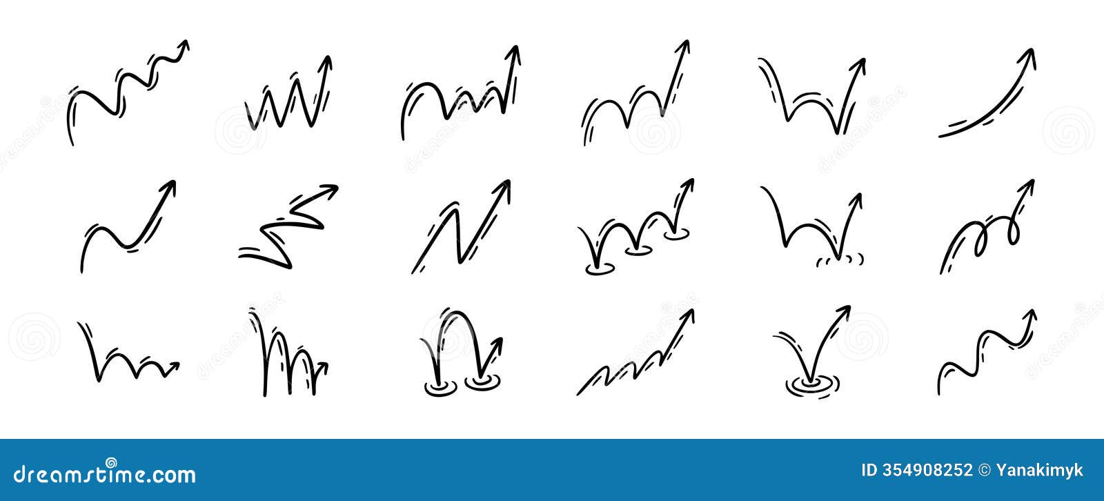 Bounce Effect Arrows Doodle Set. Manga And Comic Stile Arrow Design ...