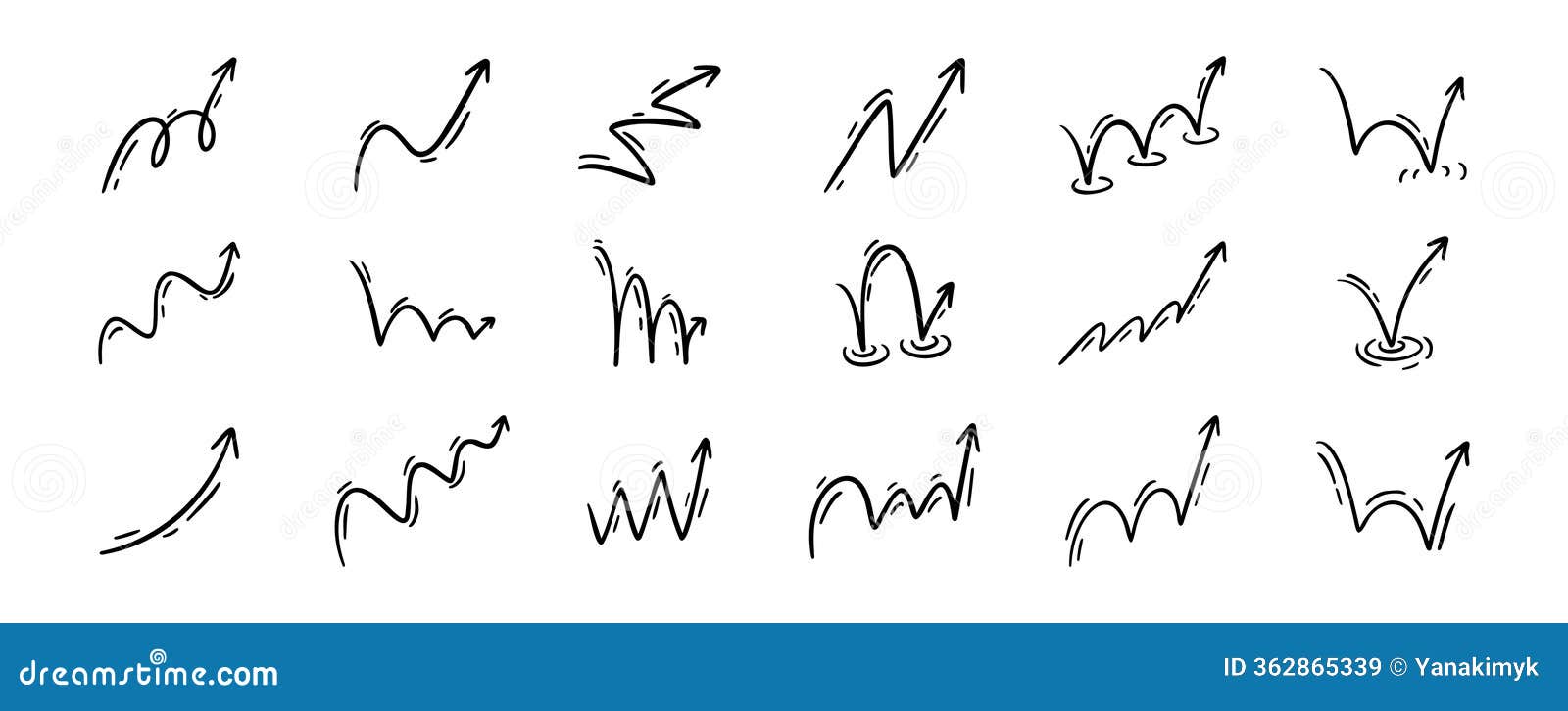 Bounce Effect Arrows Doodle Set. Manga And Comic Stile Arrow Design ...