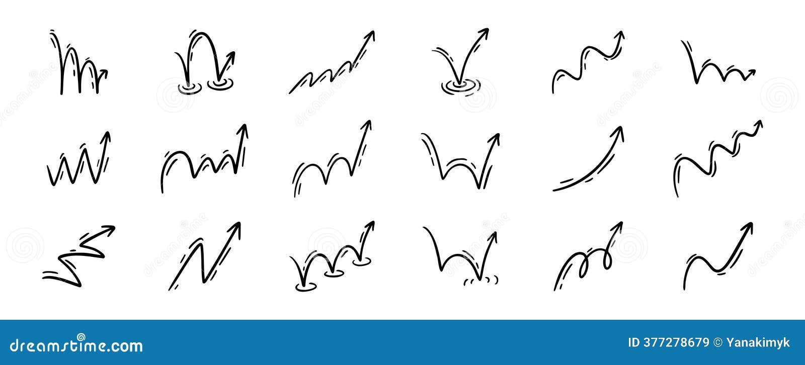 Bounce Effect Arrows Doodle Set. Manga And Comic Stile Arrow Design ...