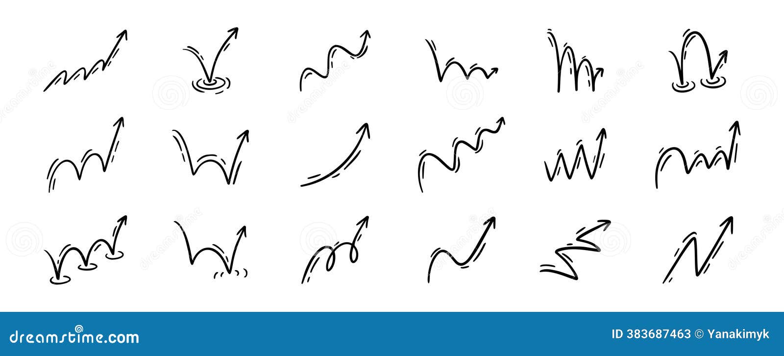 Bounce Effect Arrows Doodle Set. Manga And Comic Stile Arrow Design ...
