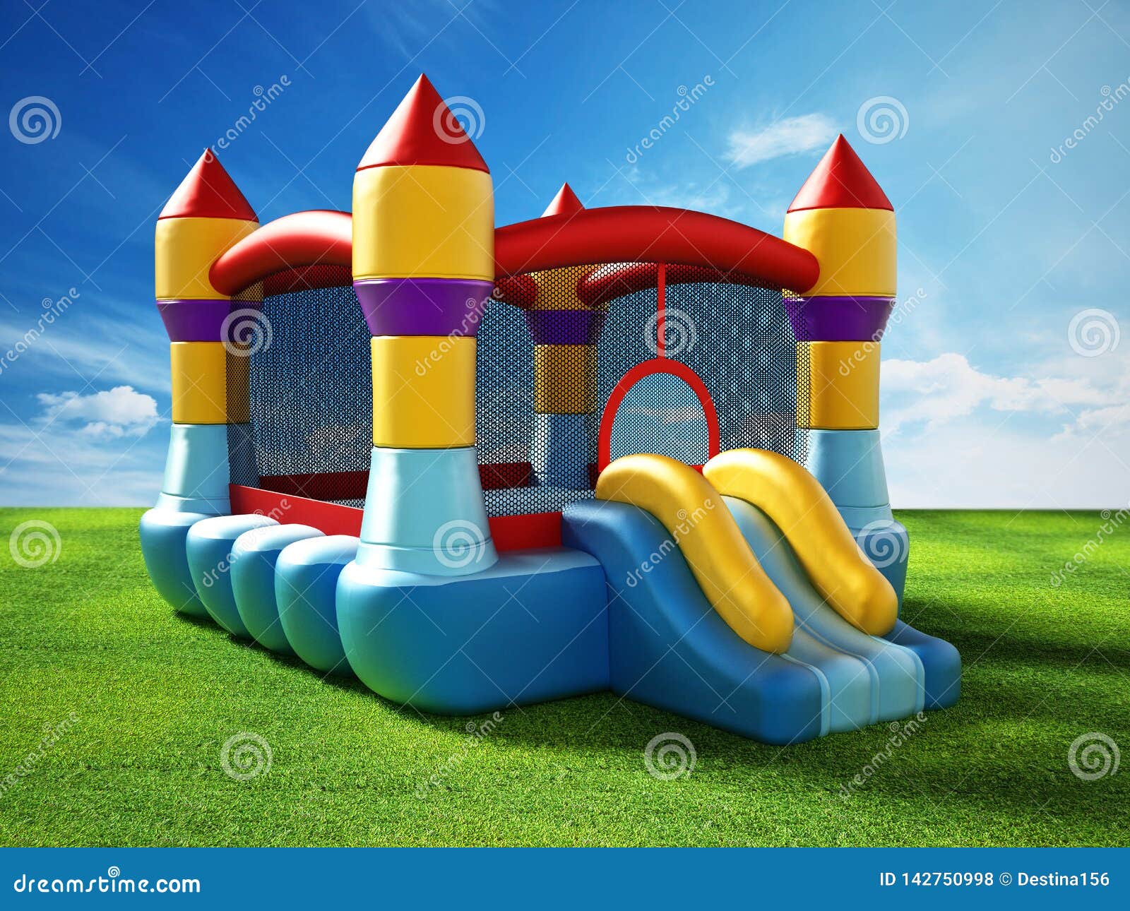 Set Of Bounce House Cartoon Icon Design Template With Various Models ...