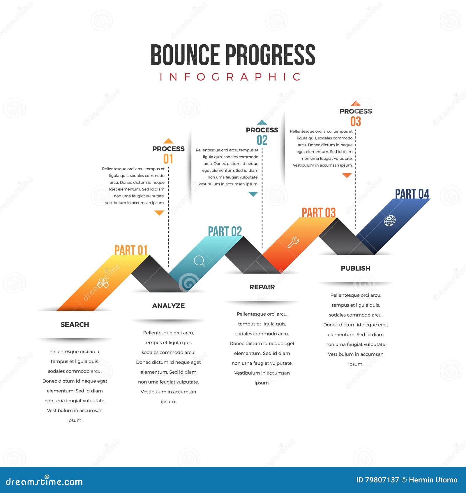 Bounce Progress Infographic Stock Vector - Illustration of backdrop ...