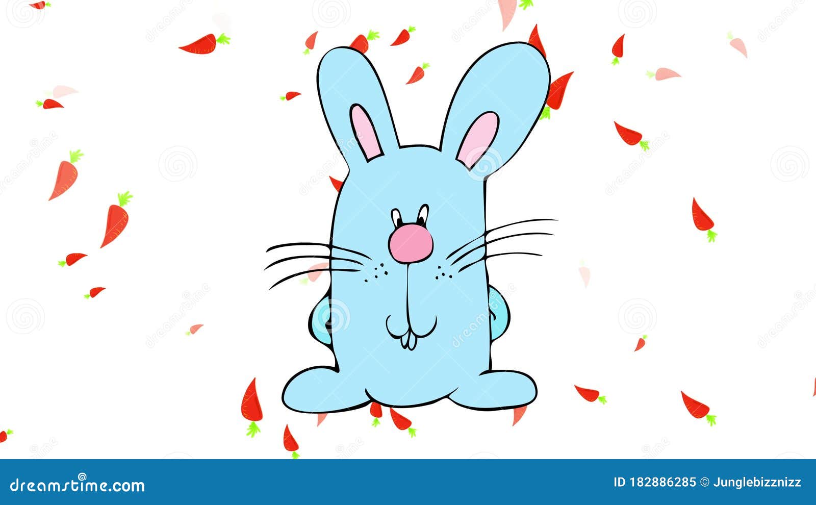 Blue Fur Rabbit with Carrots Flying in the Background Stock Video ...