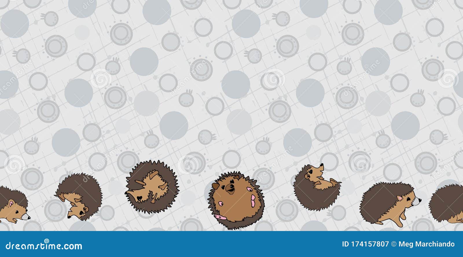 Bouncing Hedgehogs Border, Seamless Vector Pattern Stock Vector ...