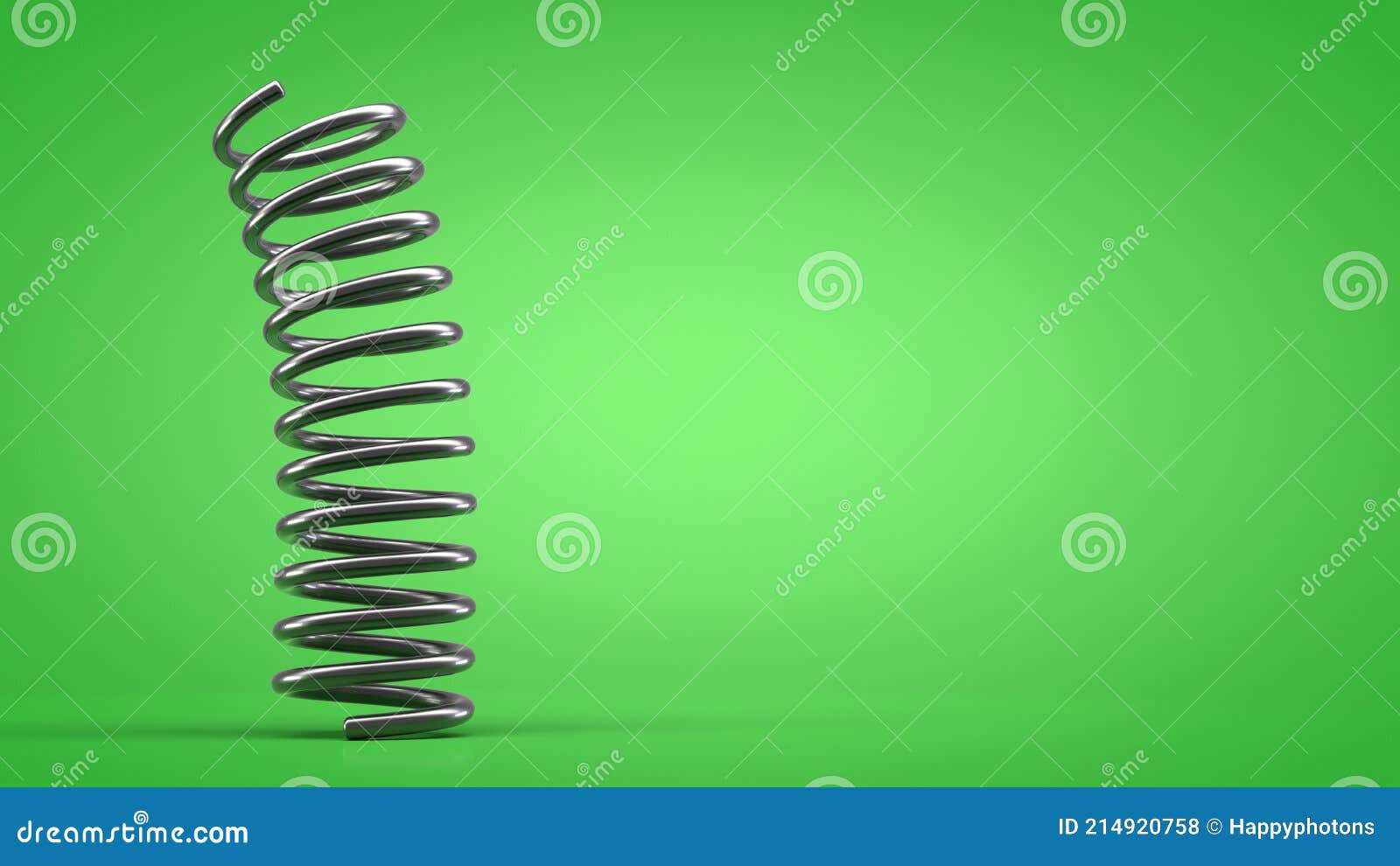 Bouncing Metal Spring. Green Background Stock Illustration ...