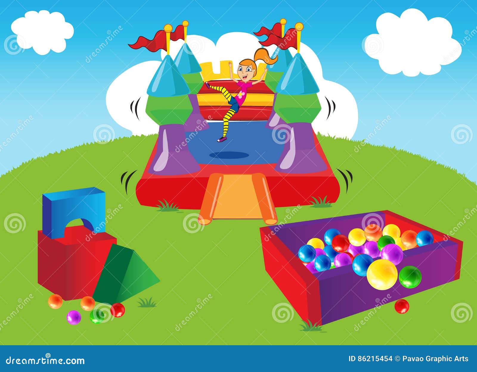 Bouncy Castle stock vector. Illustration of child, park - 86215454