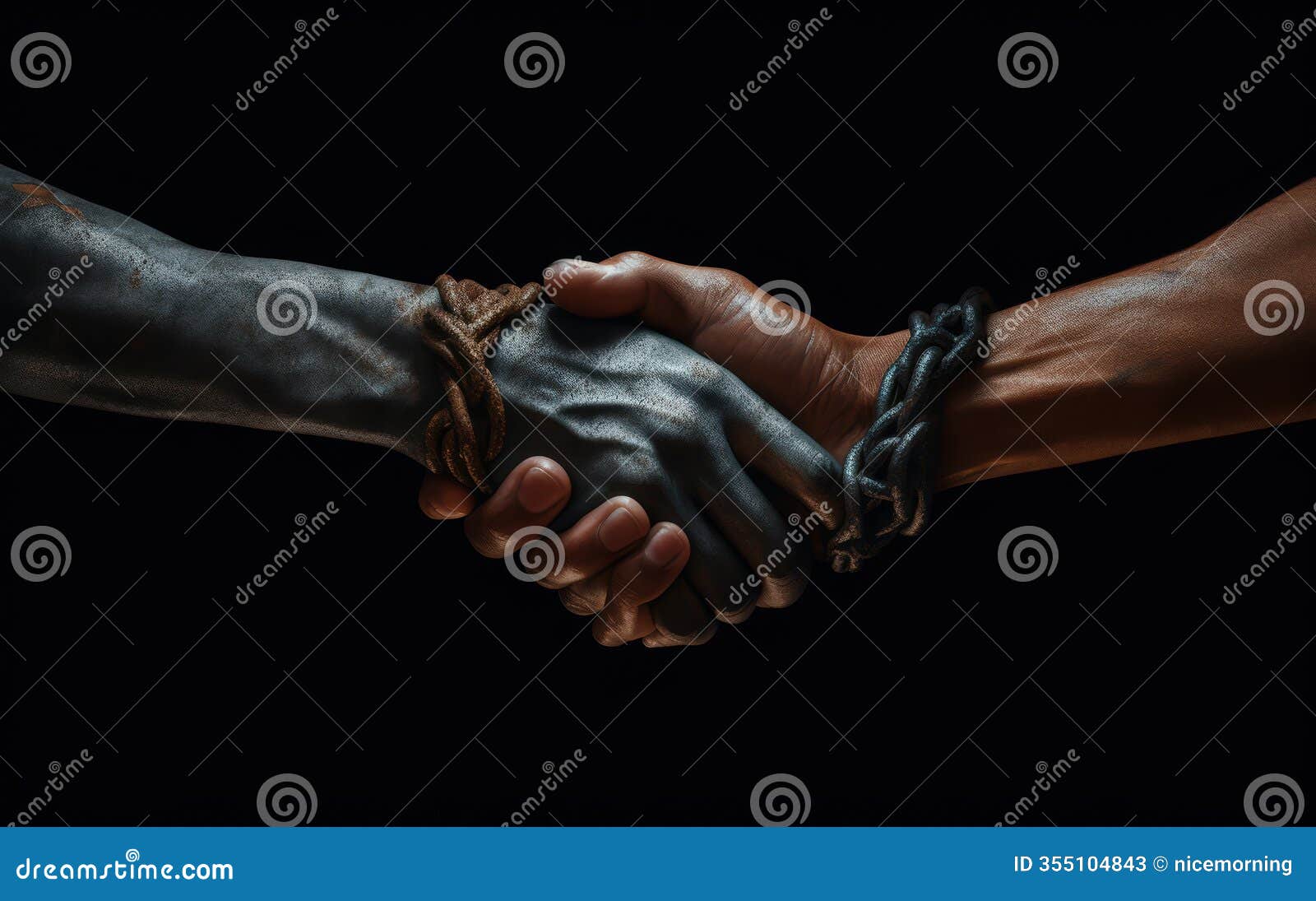 Bound by Chains, United by Hope: a Handshake of Freedom. Created by ...