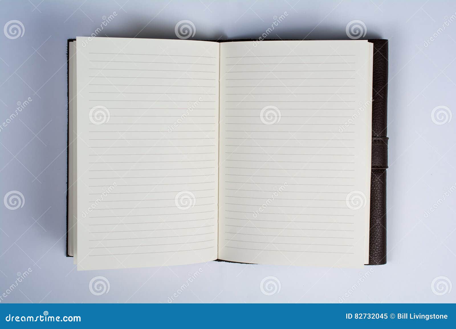Bound Leather Journal Book Opened on White Top View Clo Stock Image ...