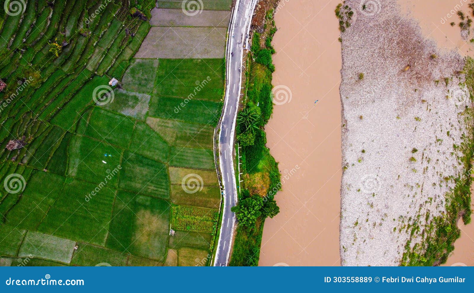 The Boundary Line between Land and Rivers Separated by a Road Stock ...