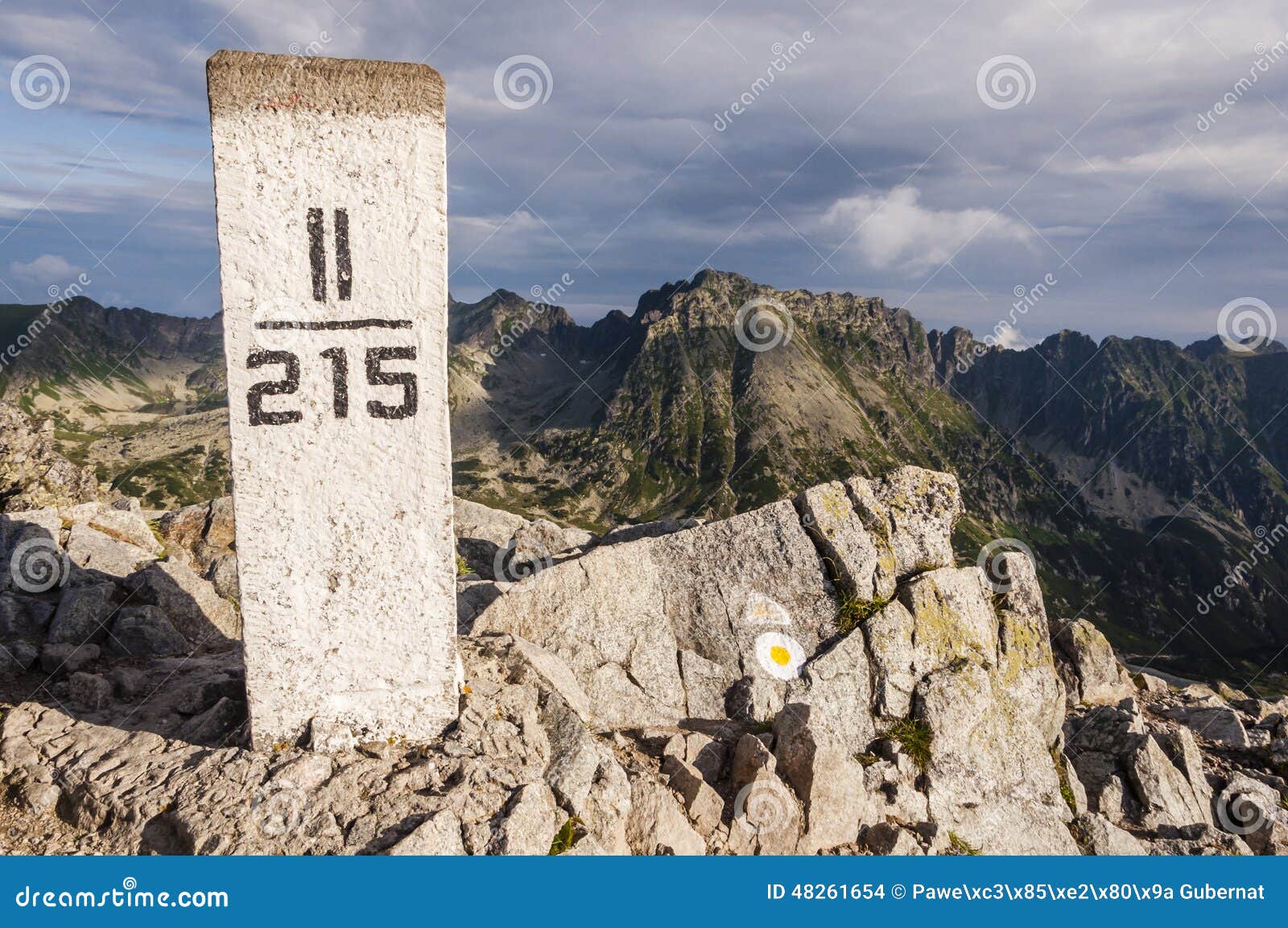 Boundary marker stock photo. Image of post, stones, blue - 48261654