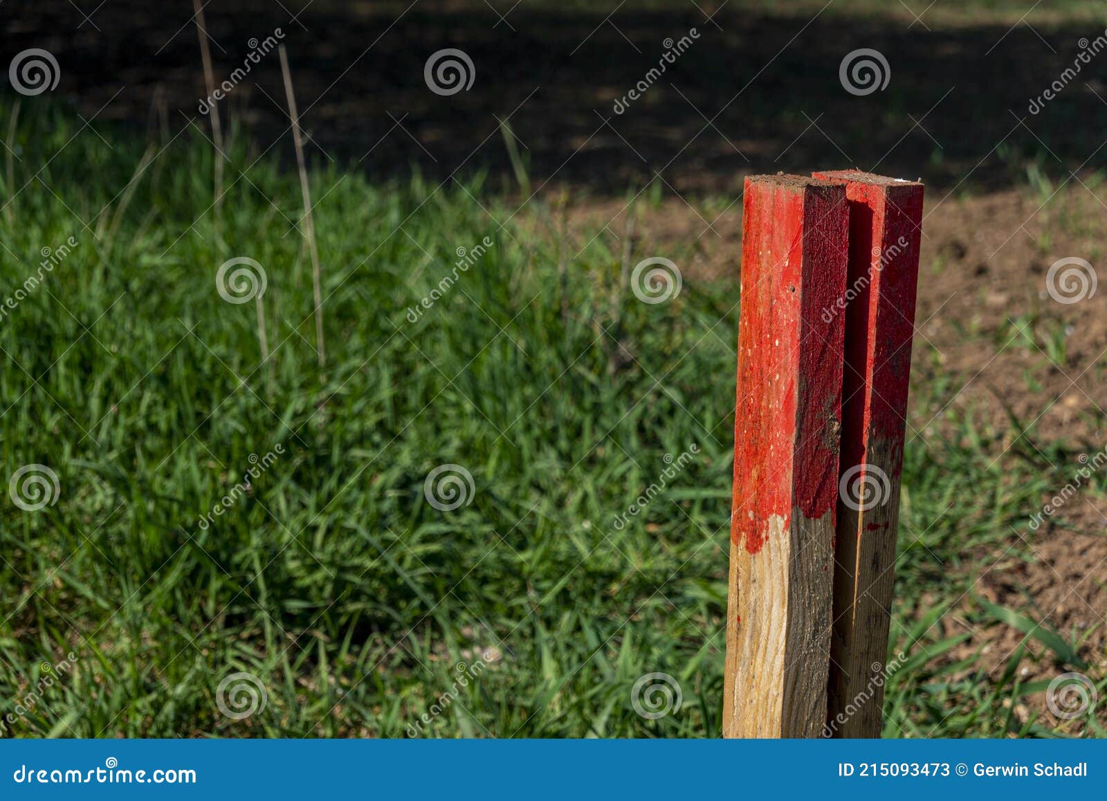 Boundary Post and Boundary Stone in the Field Stock Image - Image of ...