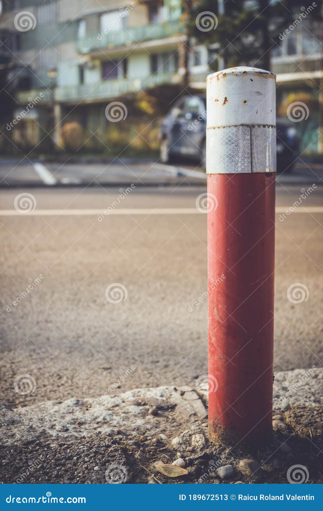 Boundary Red and White Pillar Stock Image - Image of black, white ...