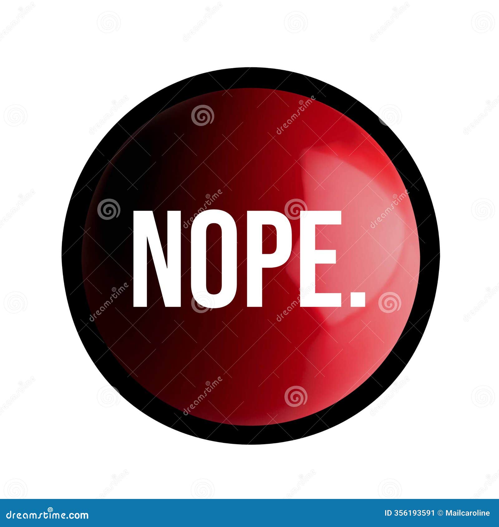 Boundary Setting Nope No Red Shiny Push Press Type Button with Black ...