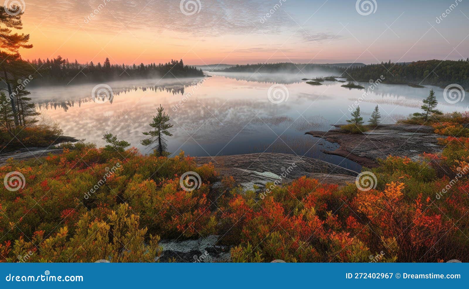 Boundary Waters Canoe Trip. Beautiful River Sky Cloud Reflection. Fir ...