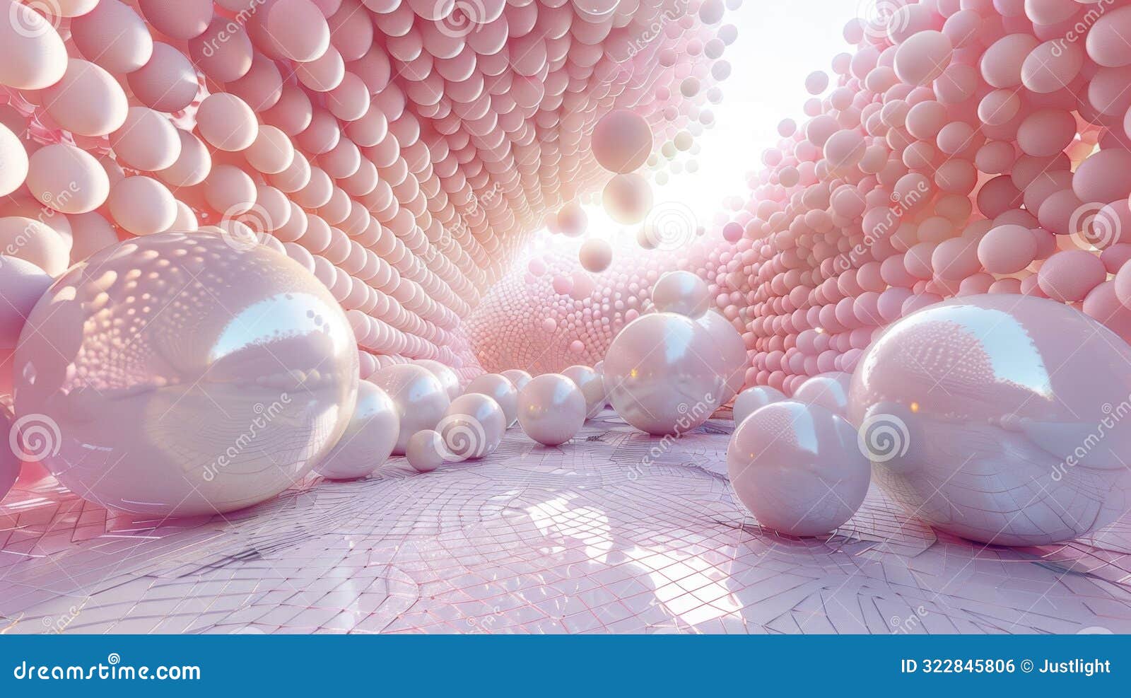 Boundless Space Filled with Spherical Objects Seemingly Defying Gravity ...