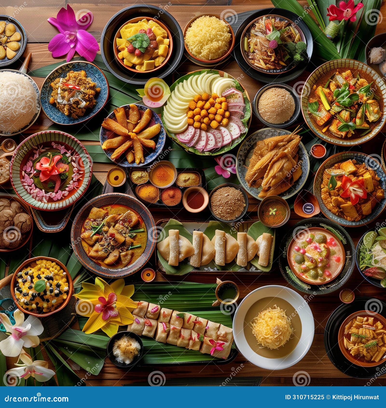 Bountiful Buffet Table Overflowing with Delicious Dishes. Stock ...