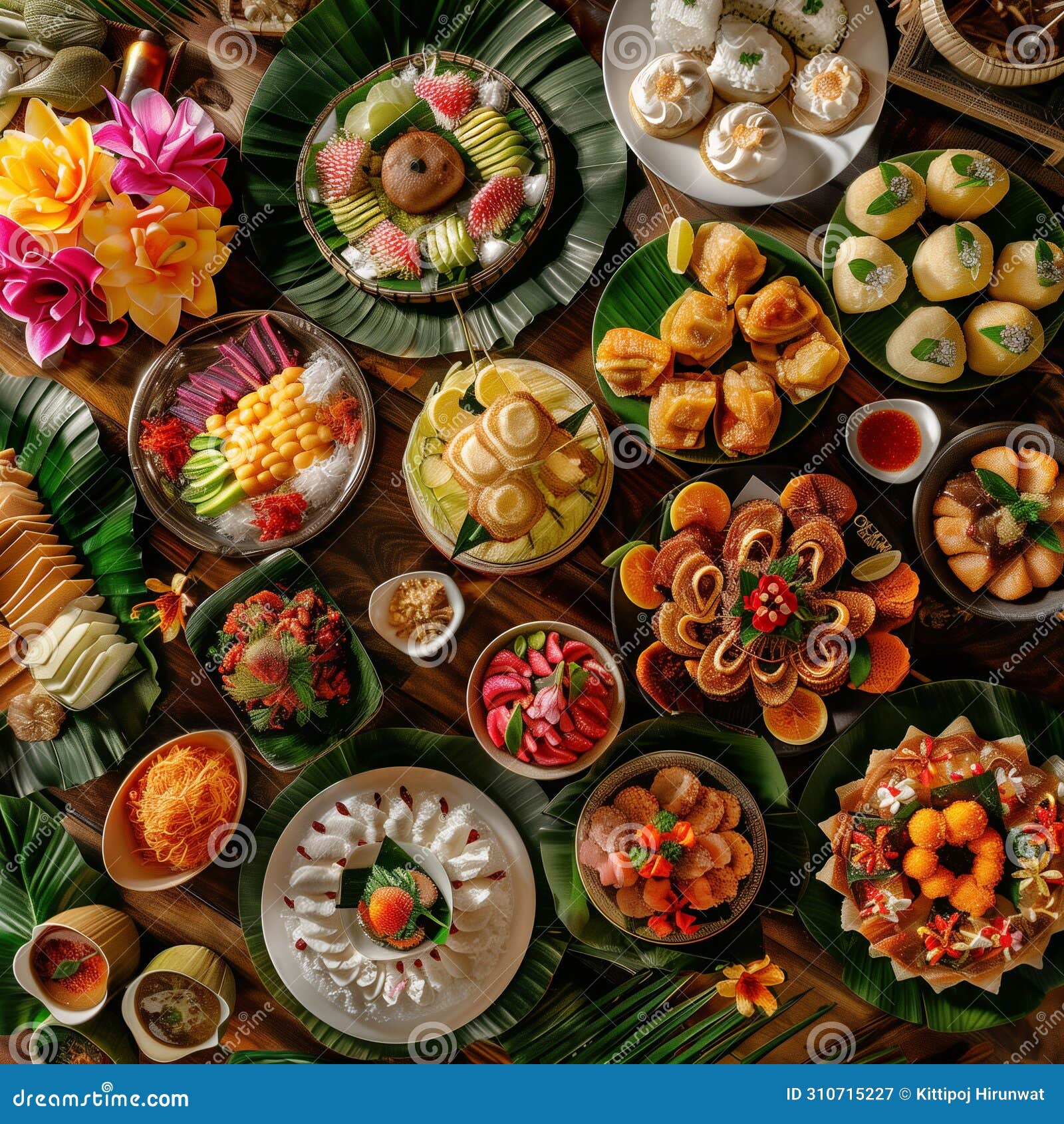 Bountiful Buffet Table Overflowing with Delicious Dishes. Stock ...