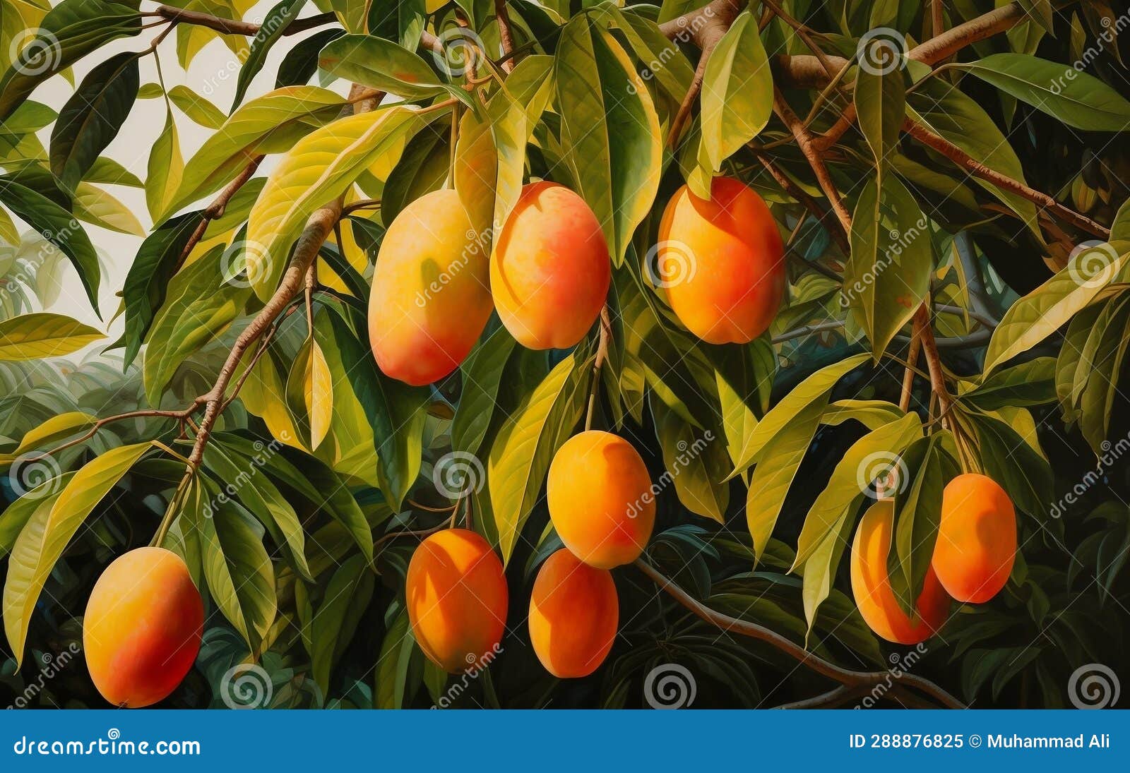 Bountiful Orchard Majestic Mango Tree. Generative AI Stock Illustration ...