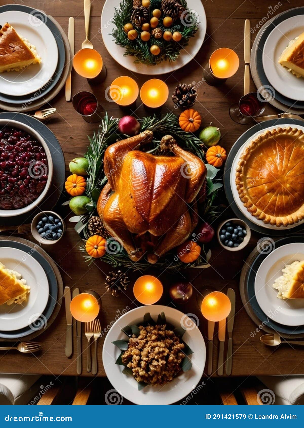 Bountiful Thanksgiving Dinner Table with Delicious Spread.AI Generated ...