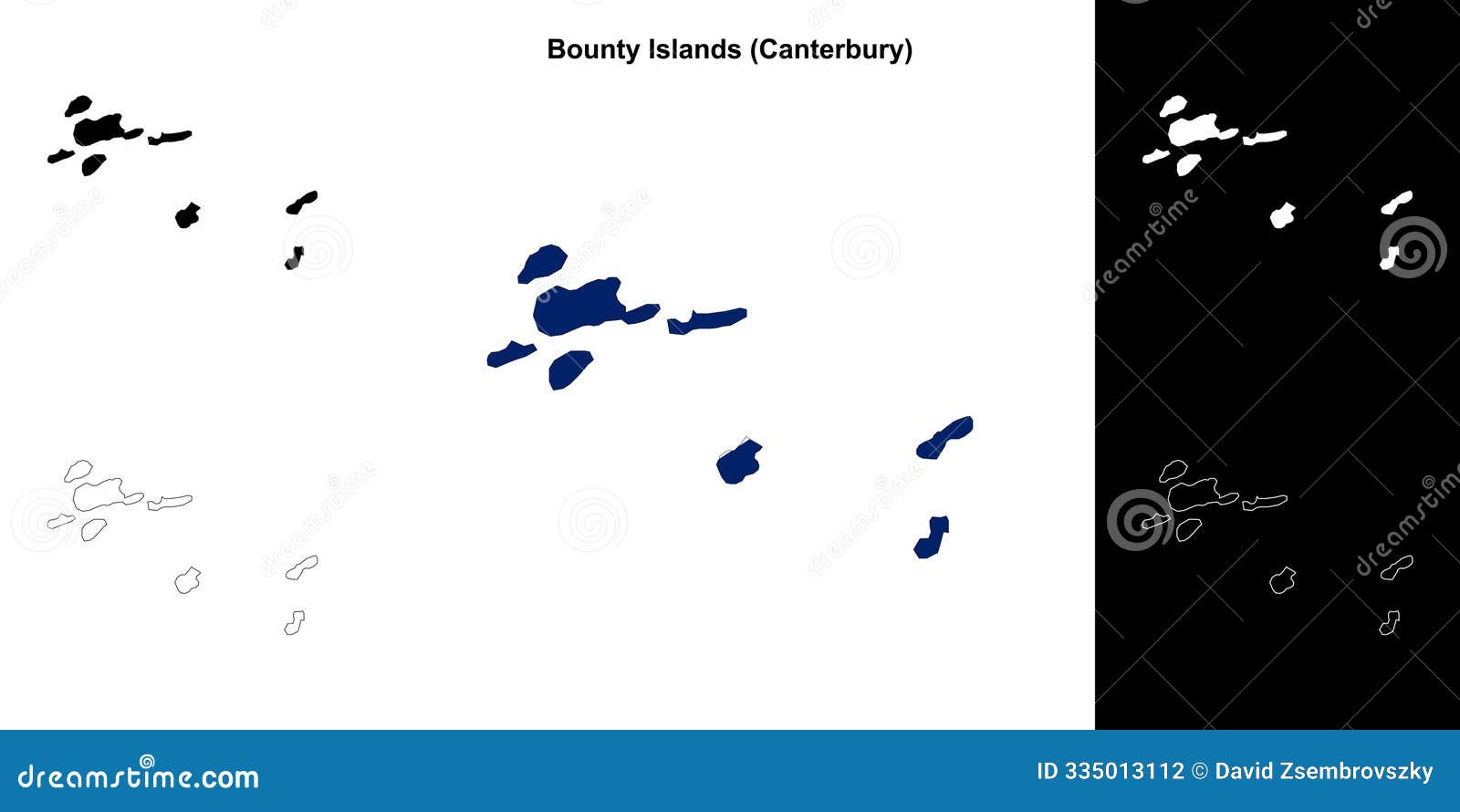 Bounty Islands outline map stock illustration. Illustration of ...