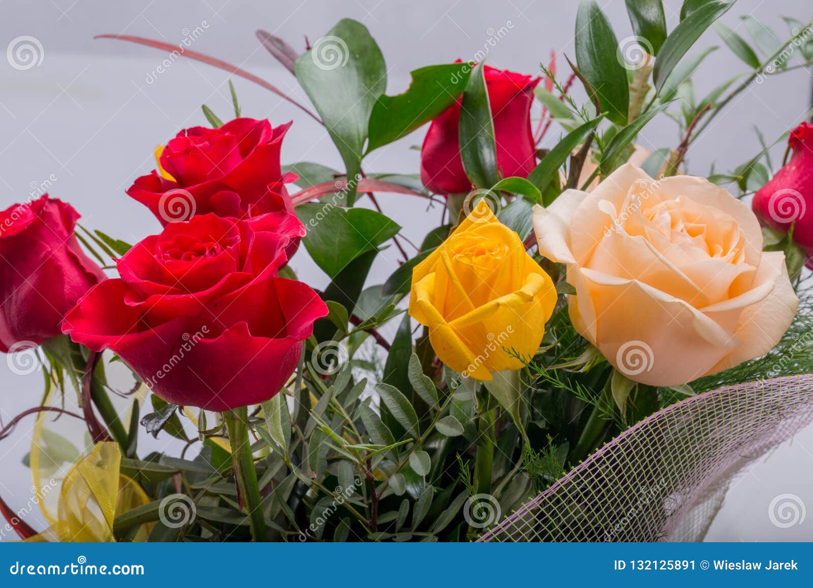 Bouquet of Assorted Multicolored Roses Stock Image - Image of pale ...