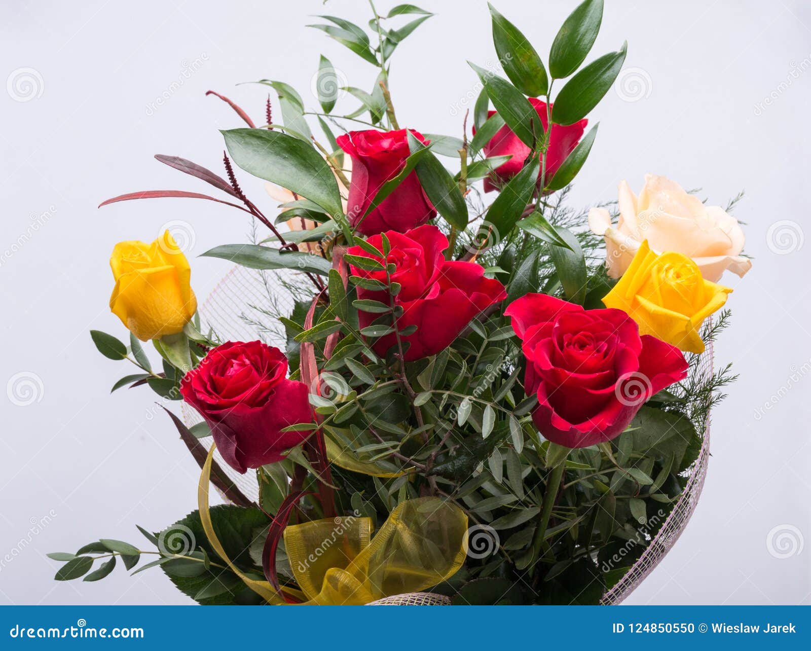 Bouquet of Assorted Multicolored Roses Stock Photo - Image of long ...