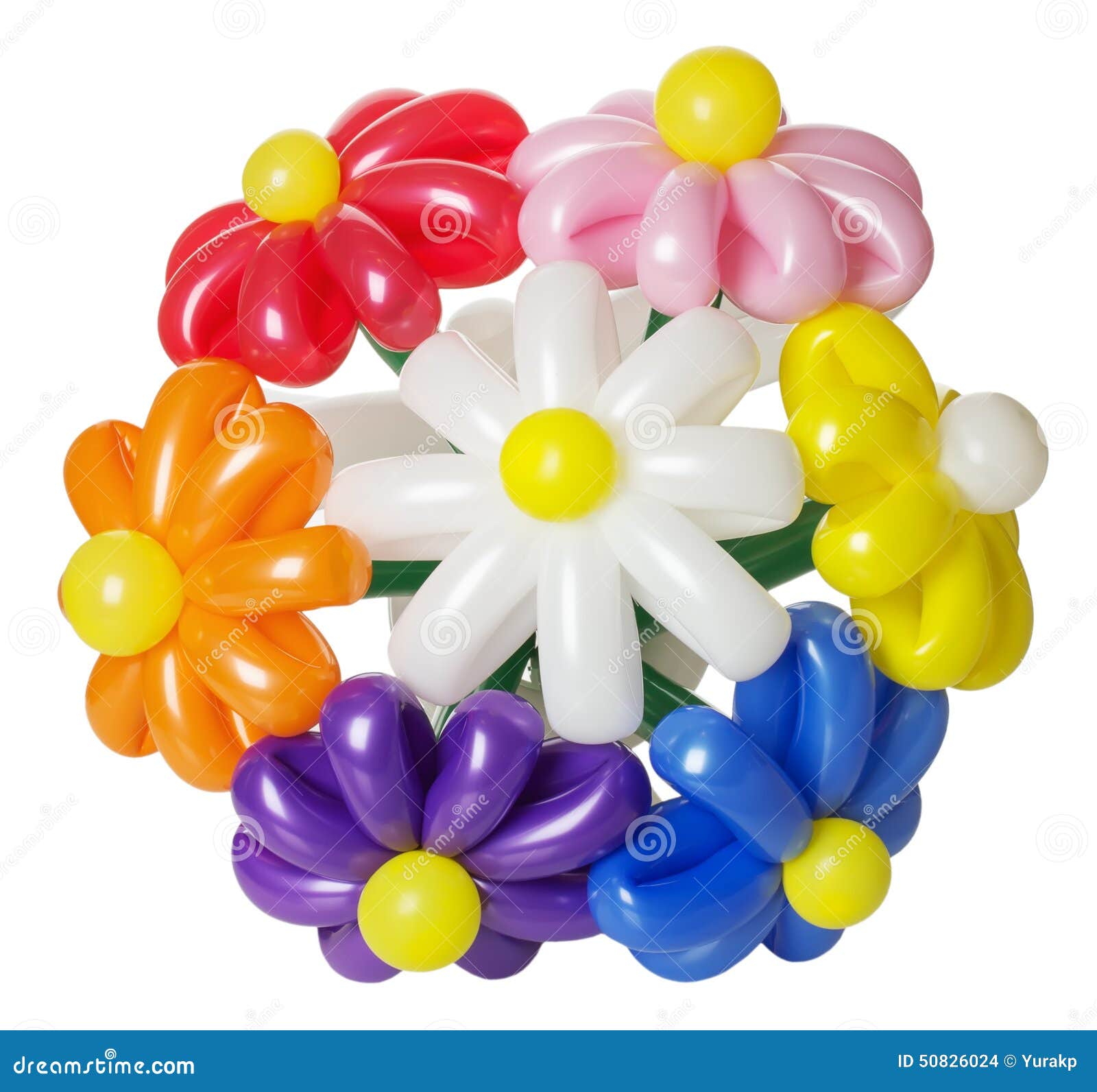Bouquet with Balloon Flowers Isolated on the White Background Stock ...