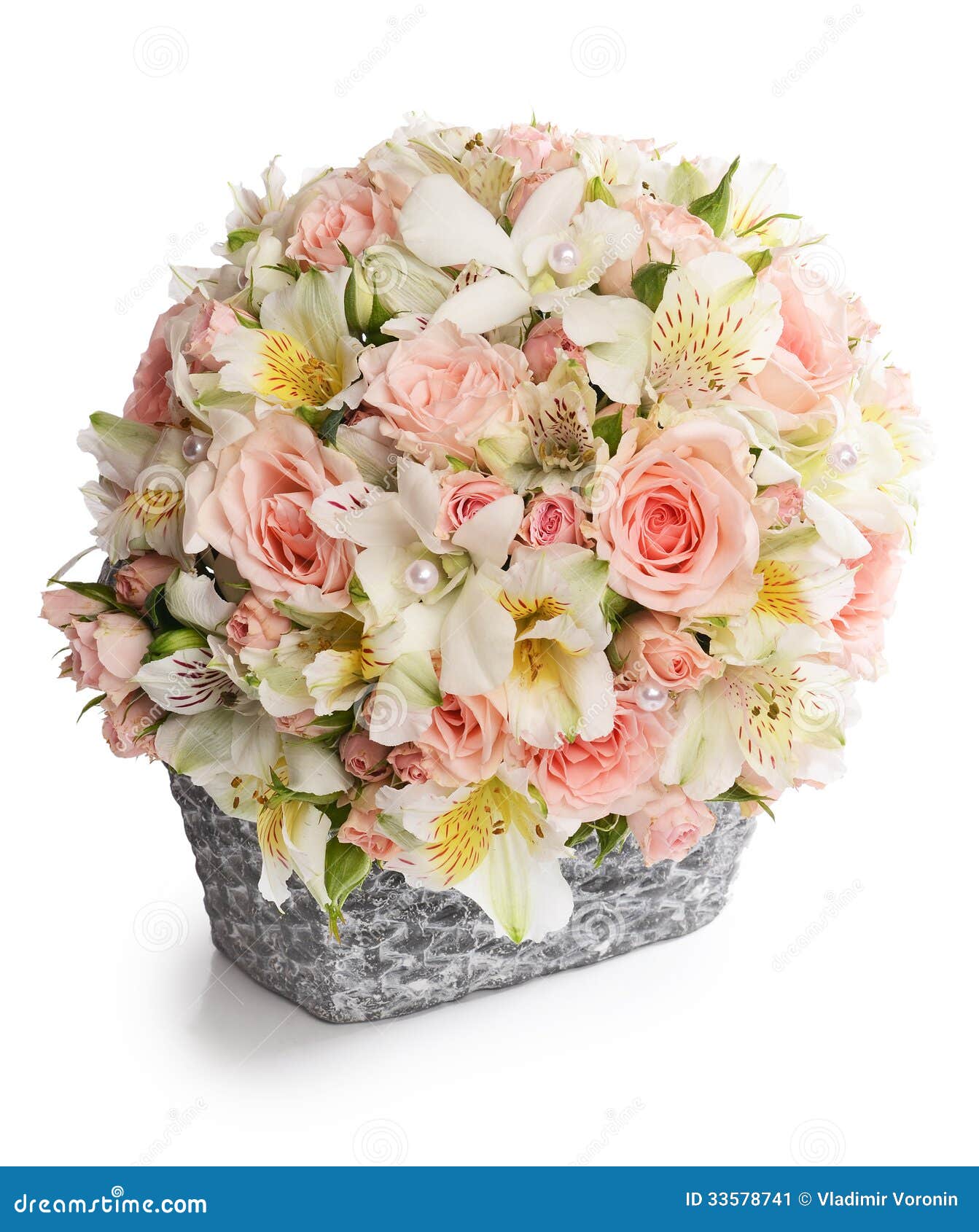 Bouquet of Beautiful Flowers in Basket Stock Image - Image of closeup ...