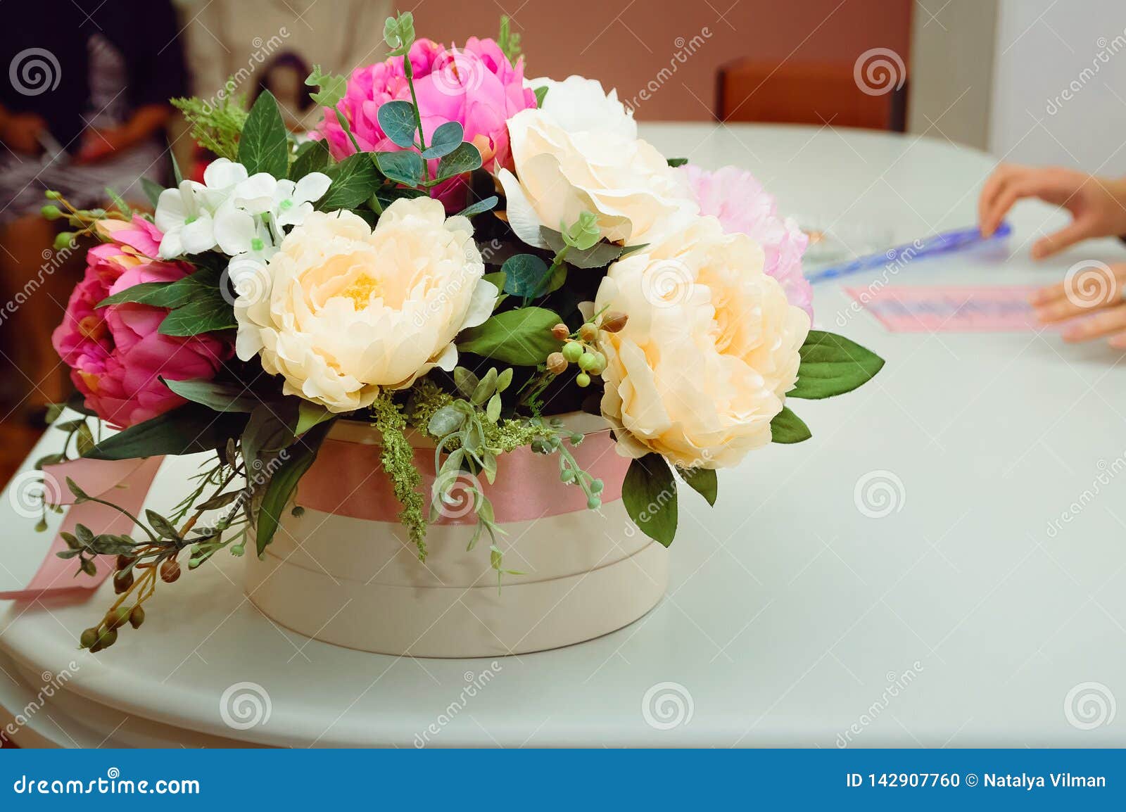Bouquet of Beautiful Multicolored Peonies Stock Photo - Image of ...