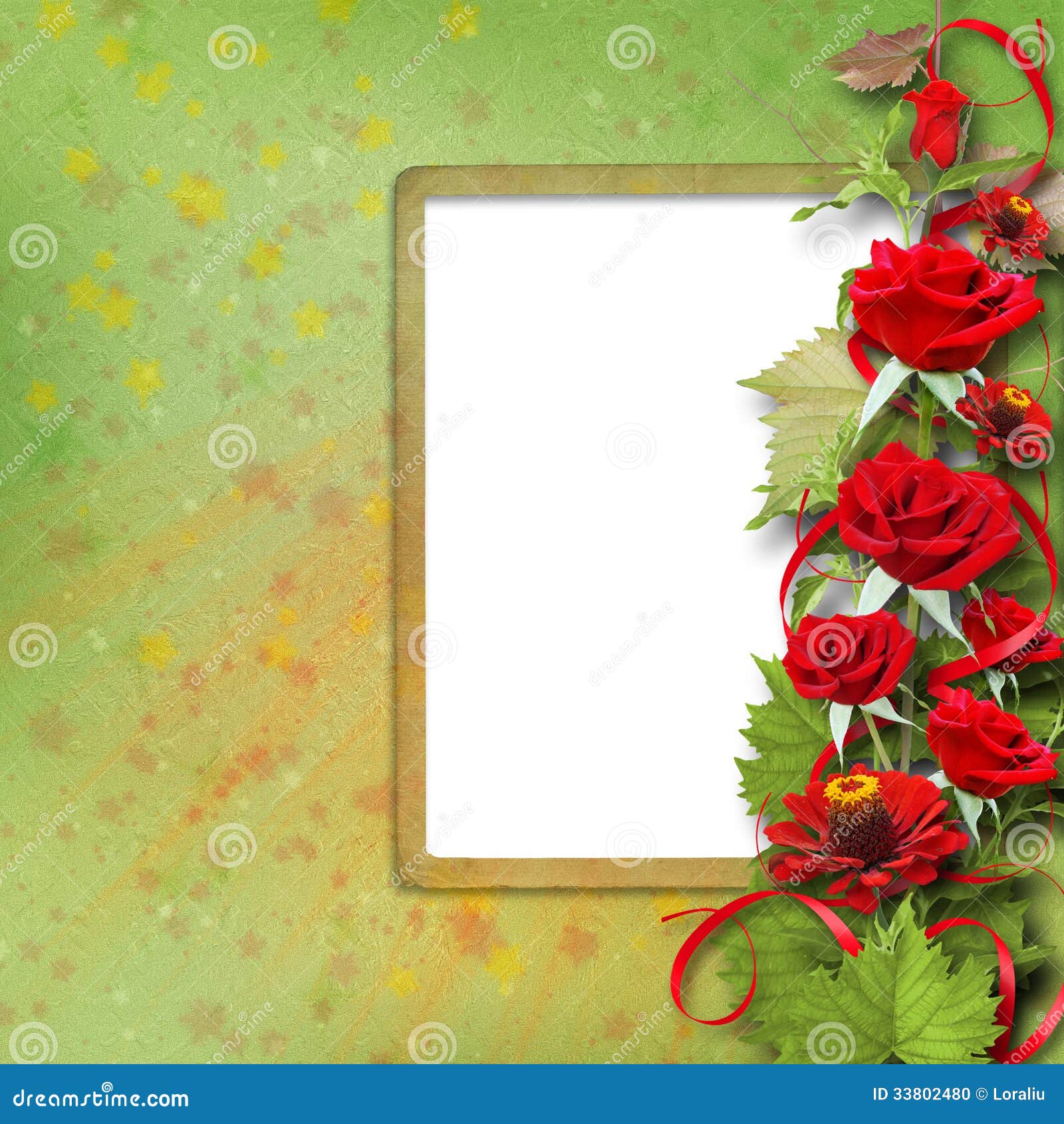 Bouquet of Beautiful Red Roses for Greeting Card Stock Photo - Image of ...