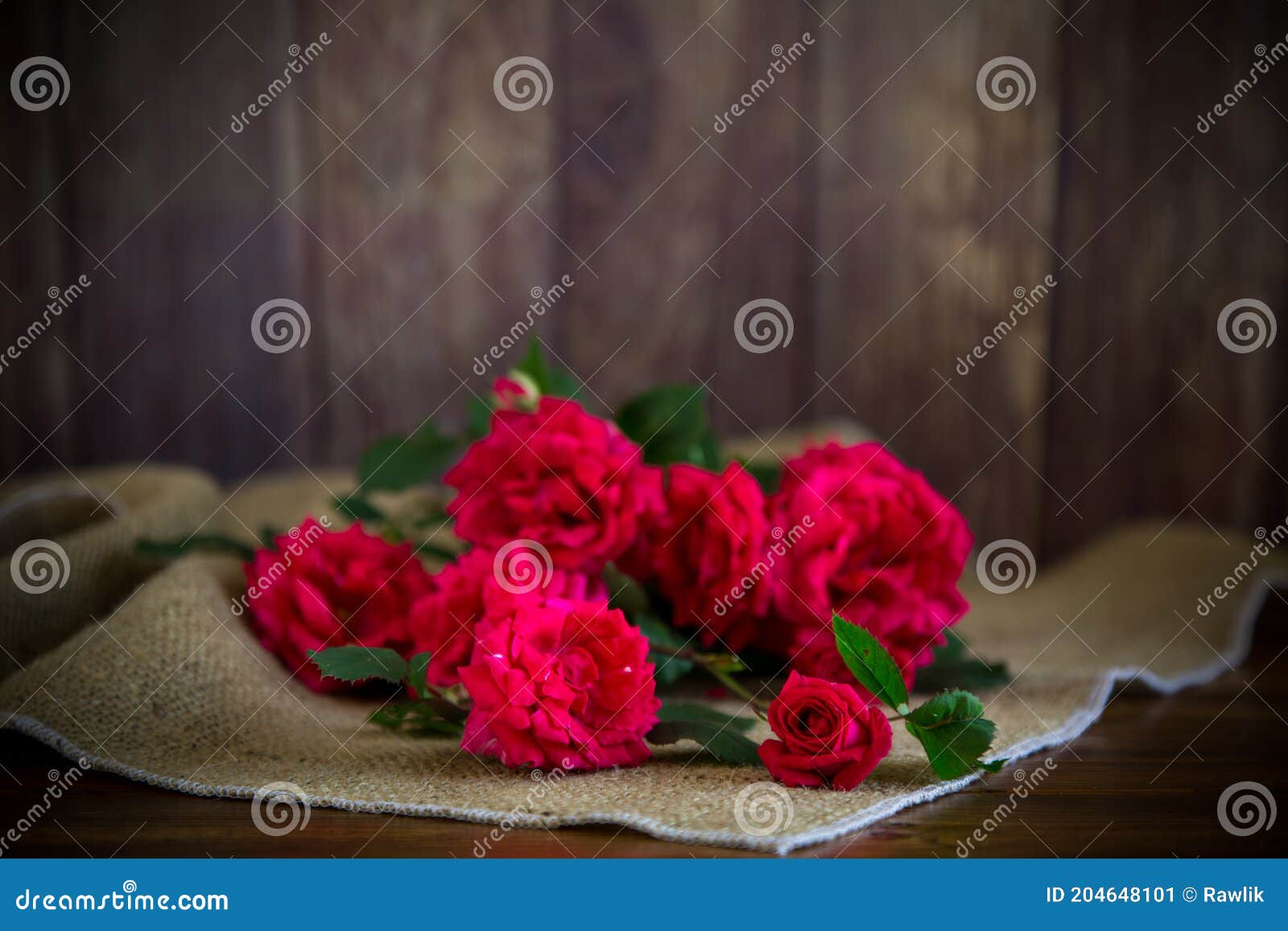 Bouquet of Beautiful Red Roses on Table Stock Image - Image of border ...