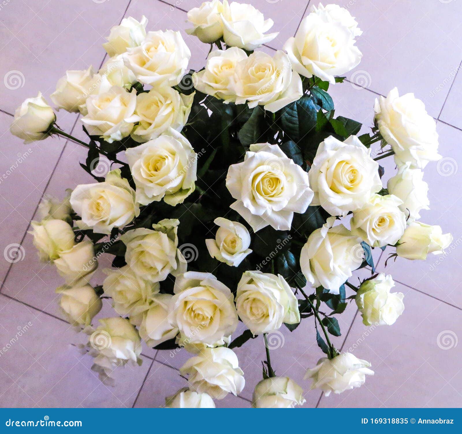Bouquet of Beautiful Soft White Roses in a Vase Stock Image - Image of ...