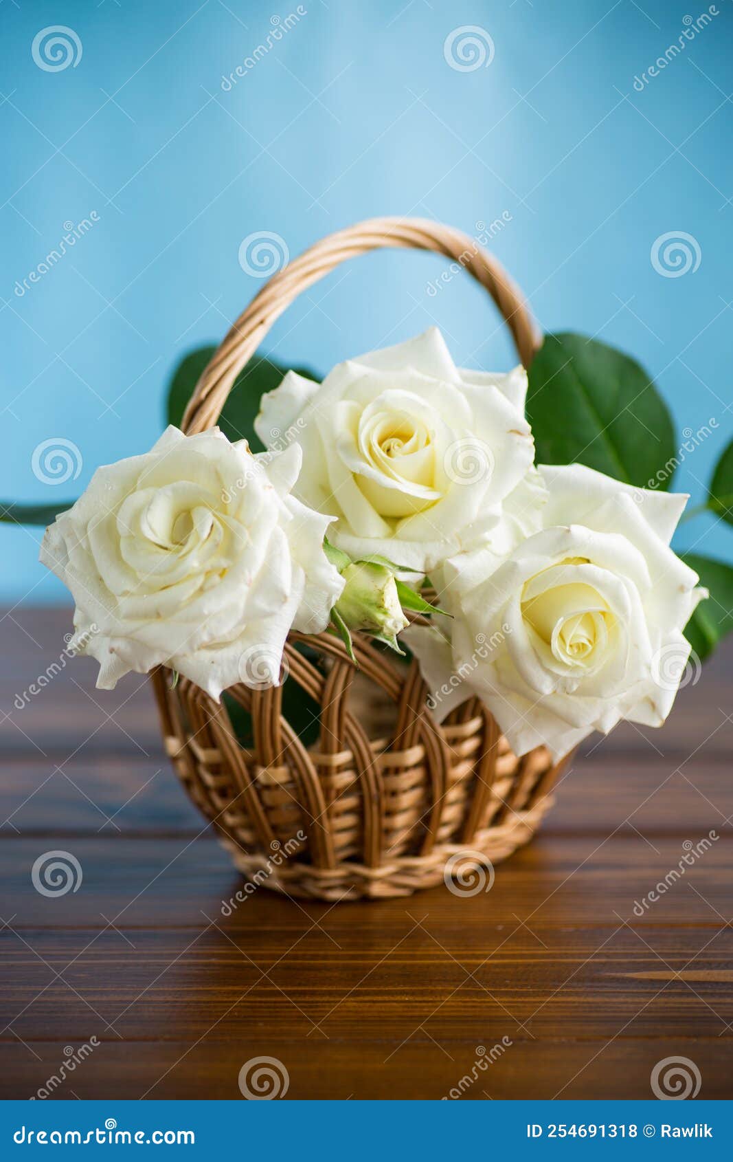 Bouquet of Beautiful White Roses on Table Stock Photo - Image of card ...
