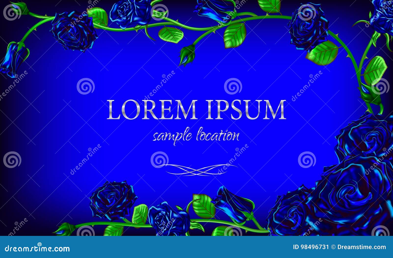 Bouquet of Blue Roses with the Text on the Card or Invitation. V Stock ...