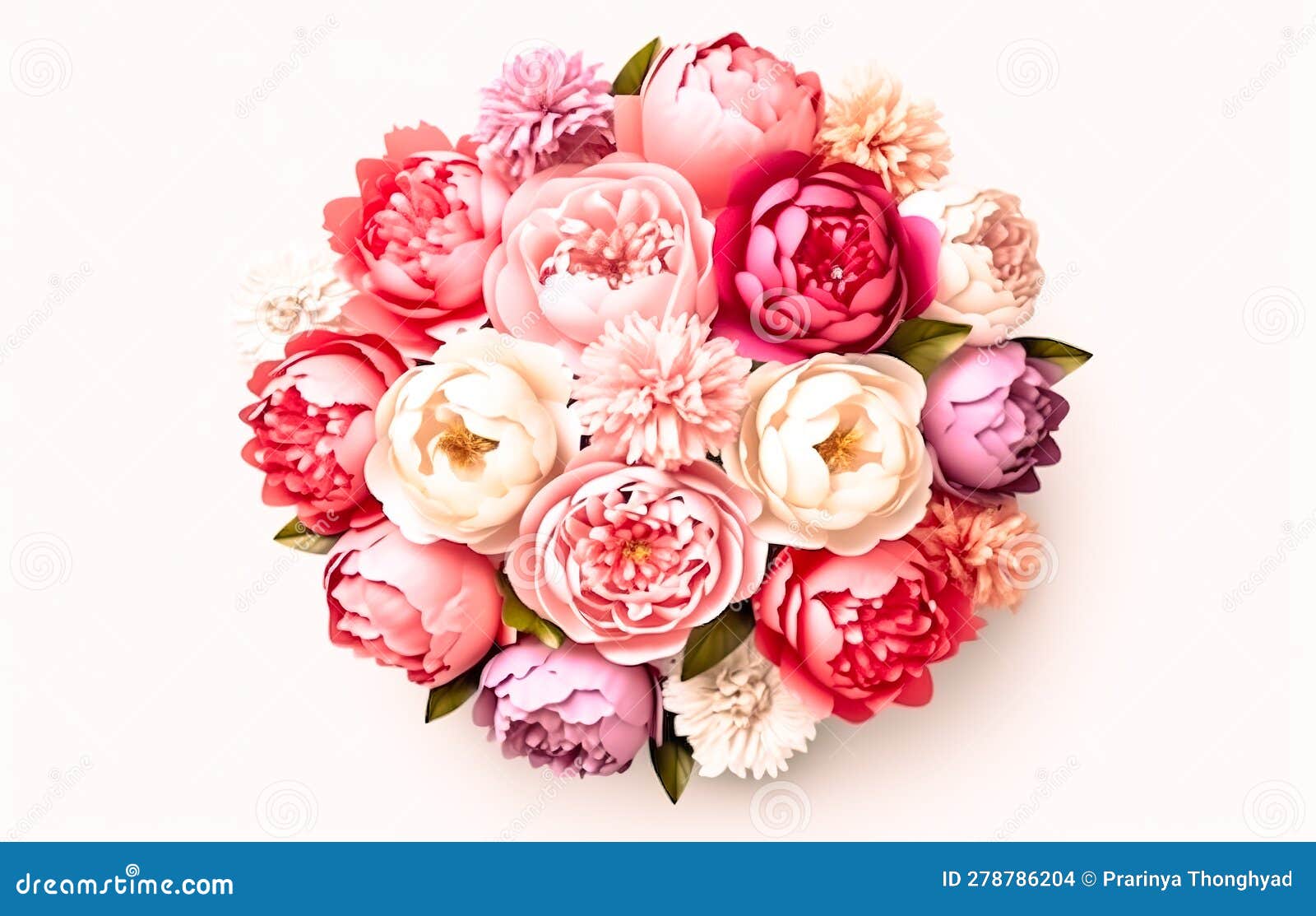 Bouquet of Dahlias and Roses on a White Background Stock Illustration ...