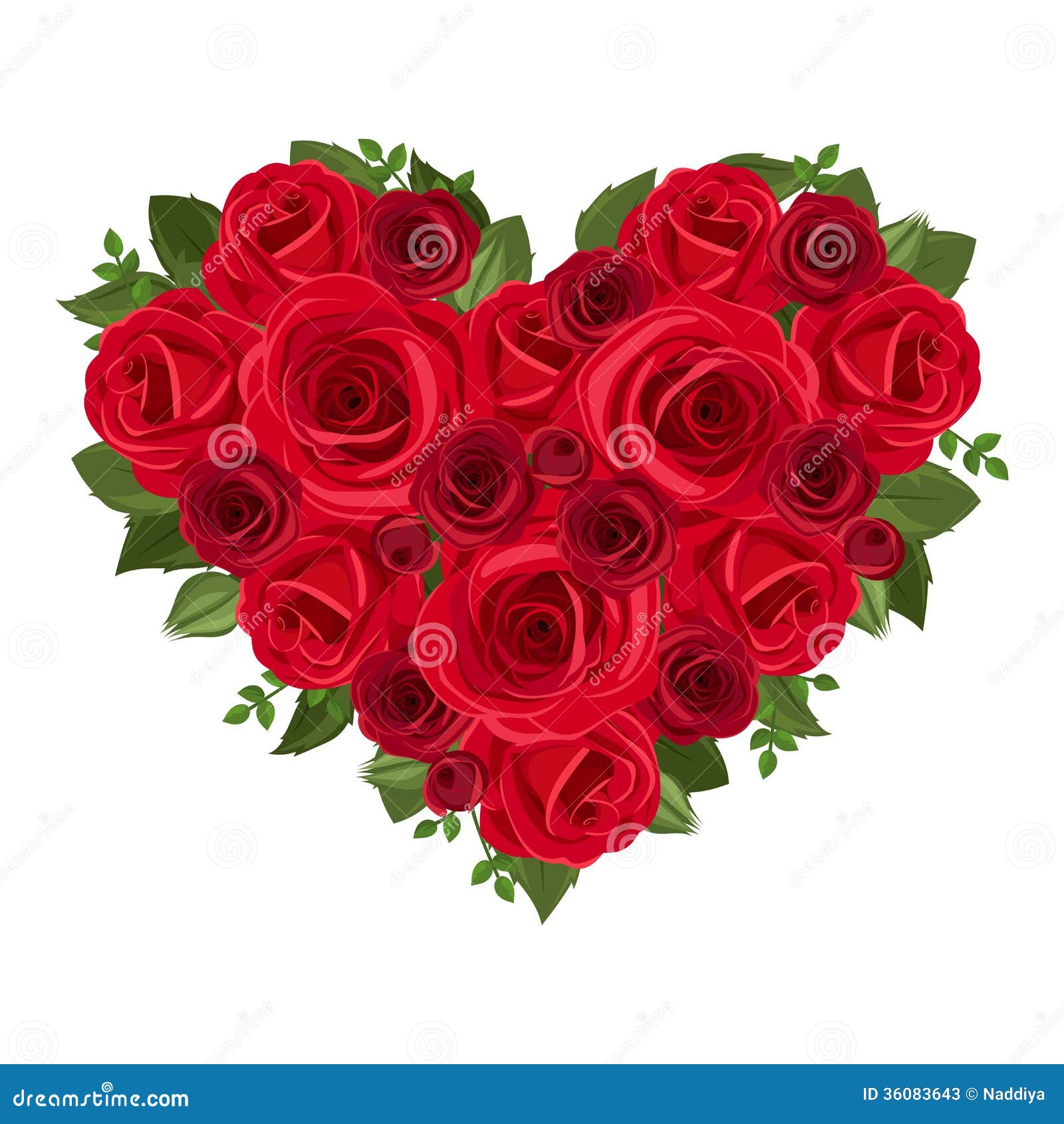 Bouquet De Coeur Des Roses Rouges. Illustration de Vecteur ...