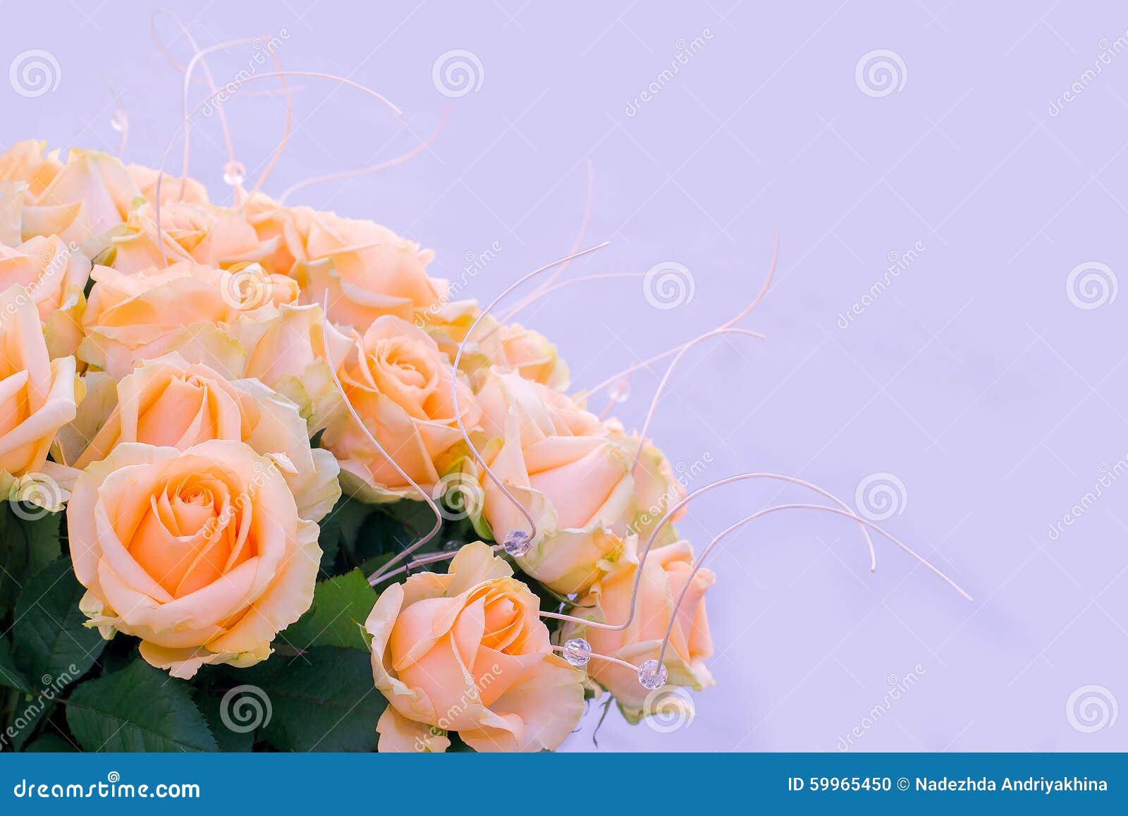 Bouquet Delicate Cream-colored Roses Stock Photo - Image of branches ...