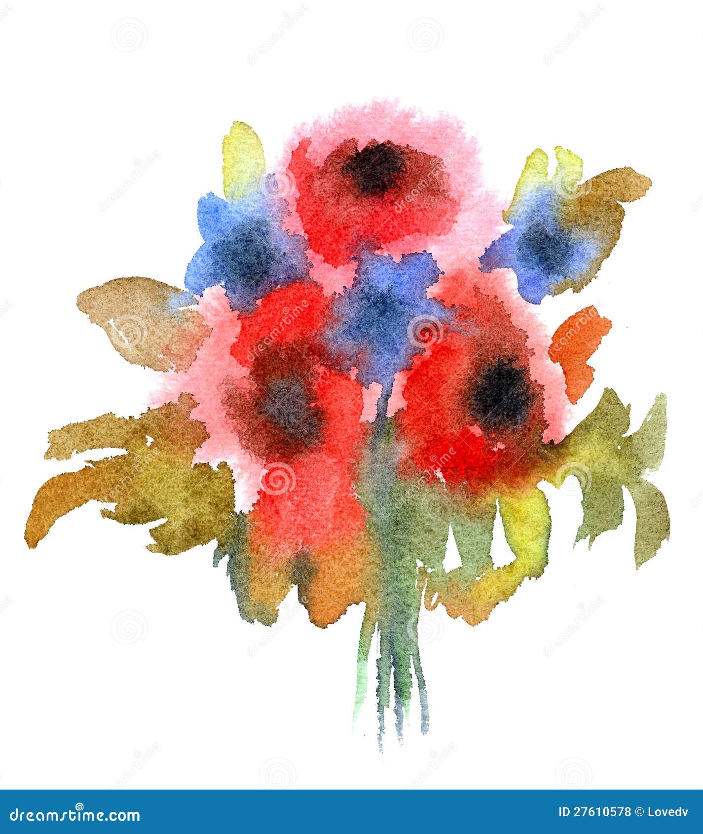 Bouquet Des Fleurs Peintes Dans L'aquarelle Illustration Stock ...